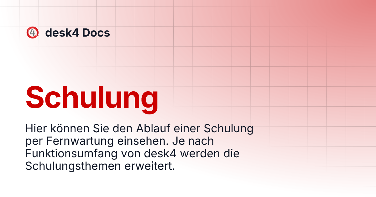 Schulung | desk4 Docs